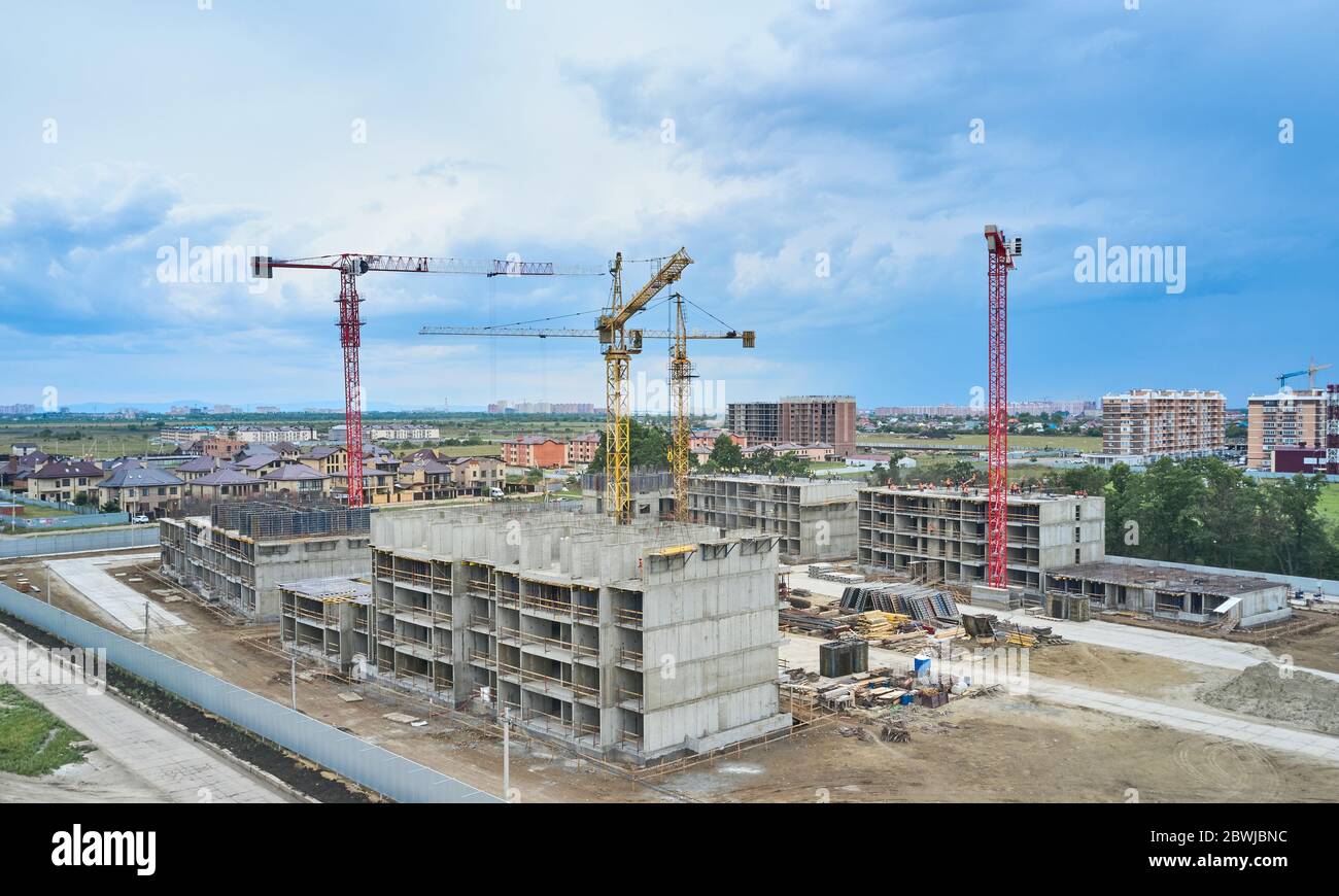 tower cranes on a construction site Stock Photo - Alamy