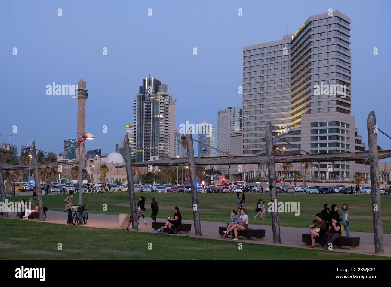 View of the beachfront Charles Clore Park in Tel Aviv Israel Stock ...