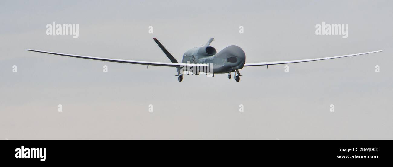 U.S. Air force's RQ-4B Global Hawks arrivals at Yokota Air base in Fussa, Tokyo, Japan on May 31 ...