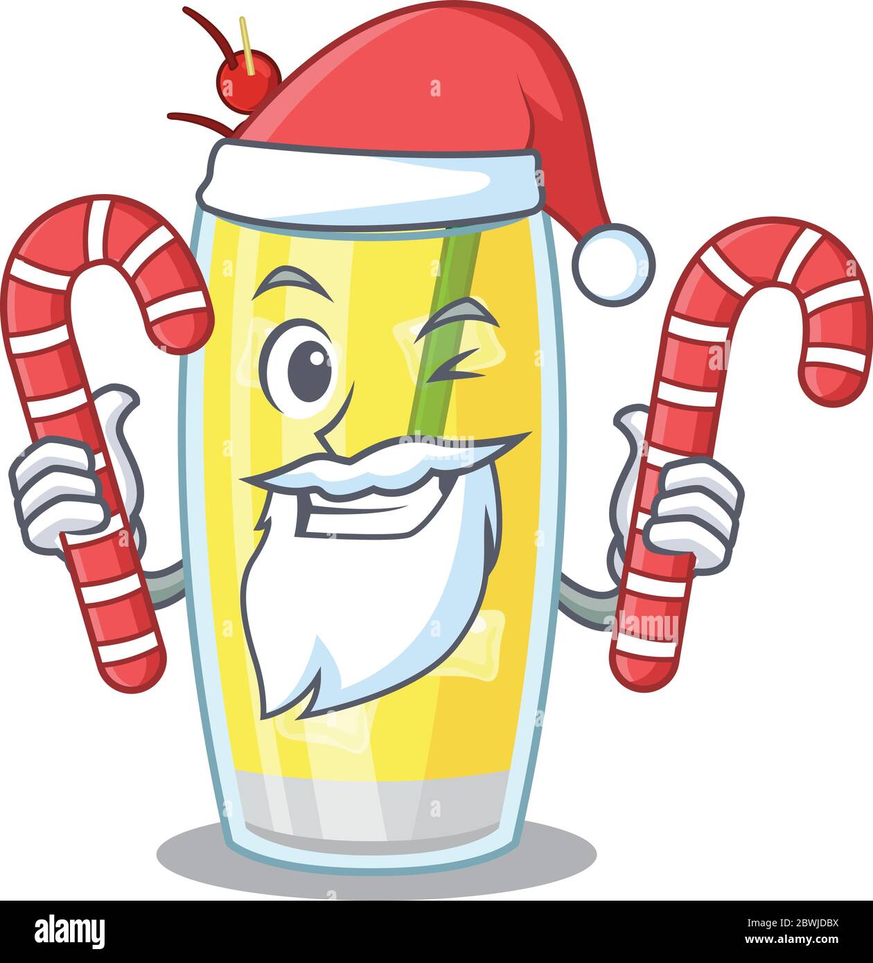 Friendly pina colada cocktail dressed in Santa Cartoon character with ...