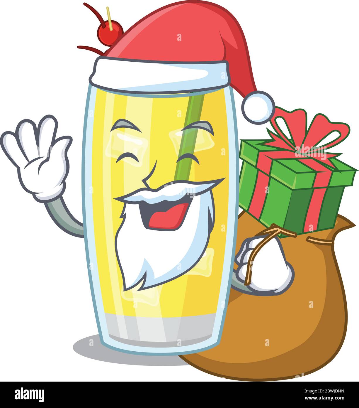 Cartoon design of pina colada cocktail Santa having Christmas gift ...
