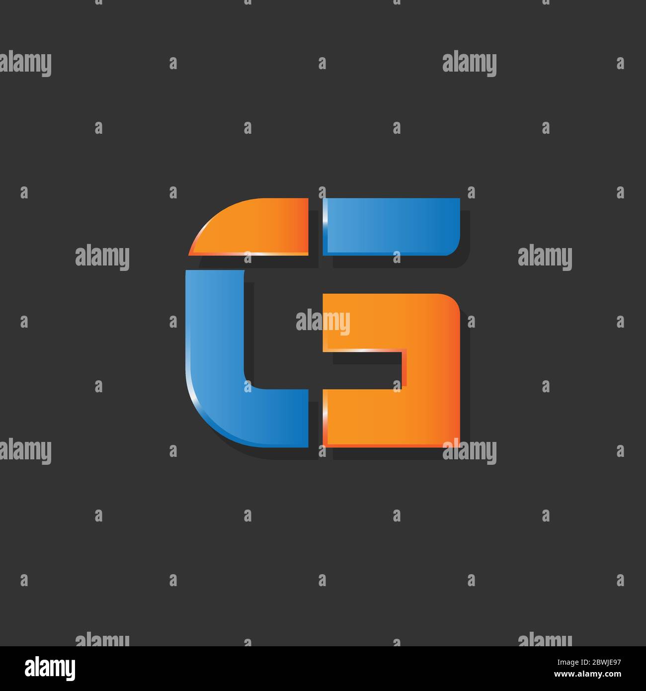 Shiny letter G typography logo design vector isolated on a white ...