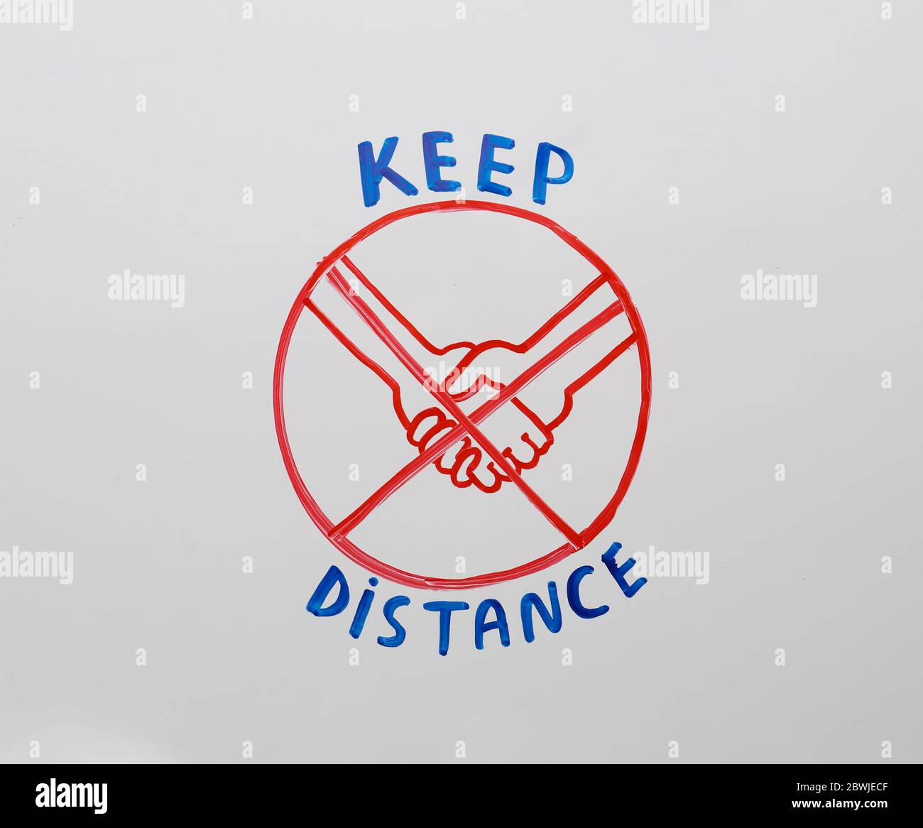 Crossed out drawing of hand shaking on white background. Concept of ...