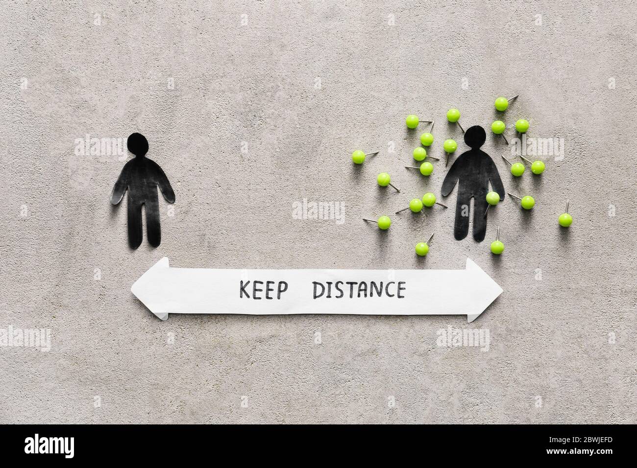Human figures with text KEEP DISTANCE on grunge background Stock Photo ...