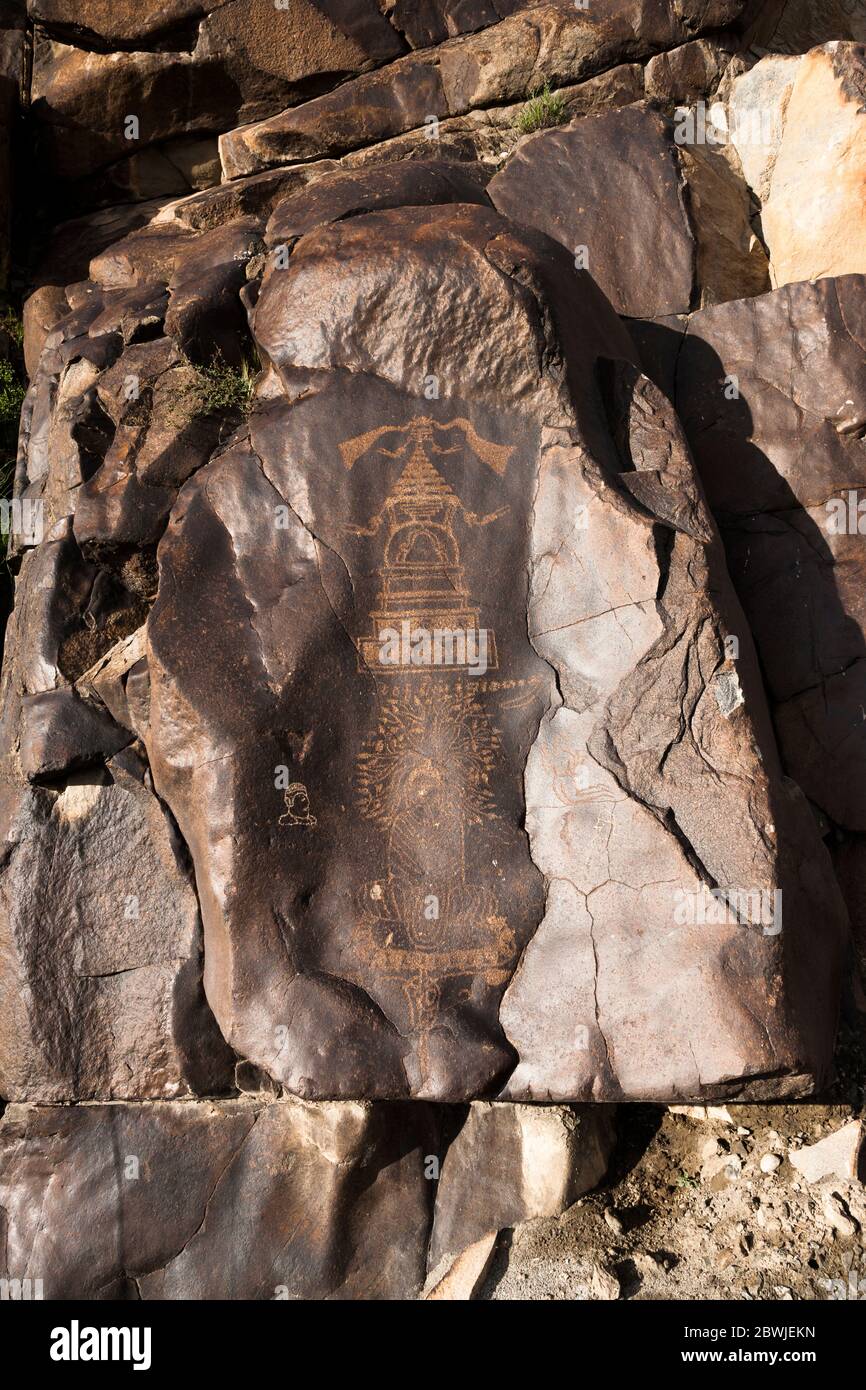 Ancient rock engravings, Indus valley, Chilas, Gilgit-Baltistan ...
