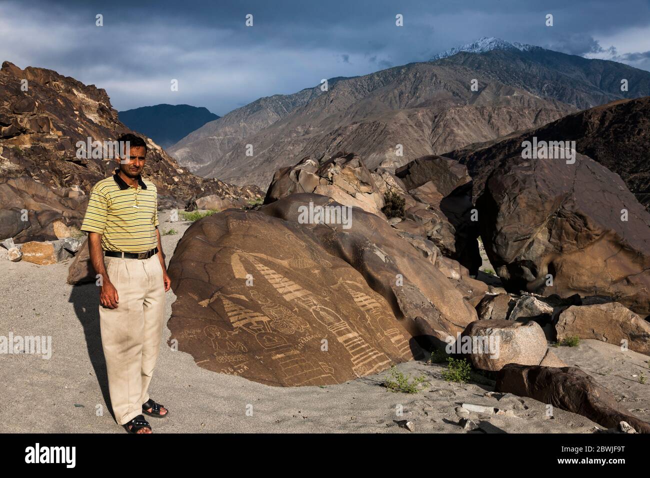Ancient rock engravings, Indus valley, Chilas, Gilgit-Baltistan ...