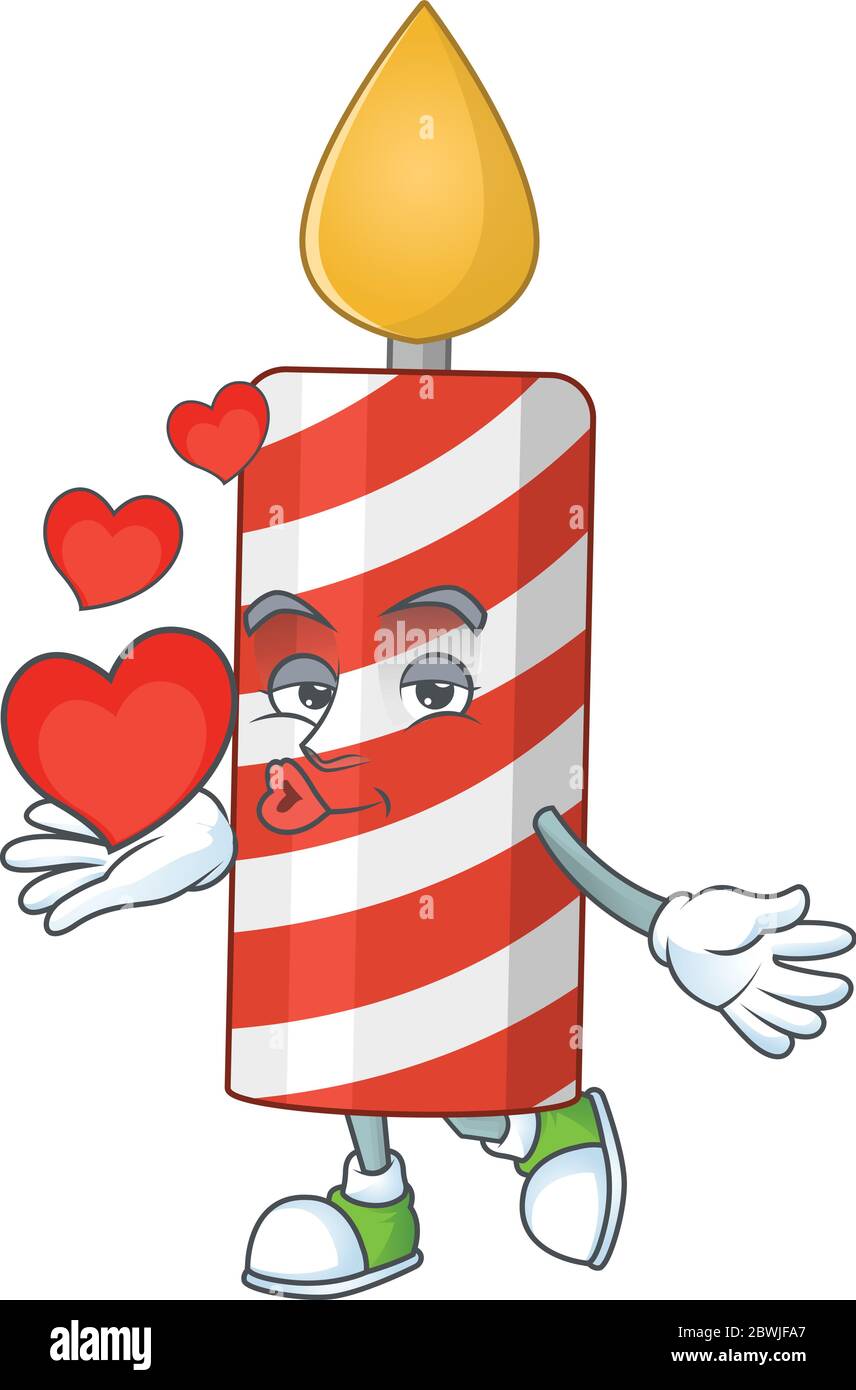 A gorgeous caricature design of candle with red hearts Stock Vector ...