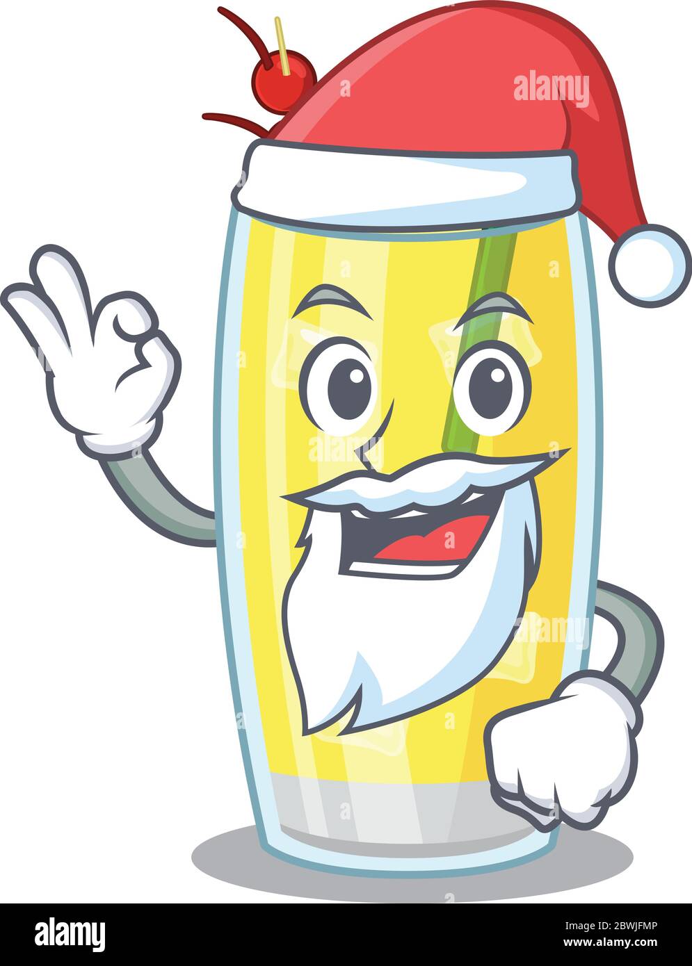 cartoon character of pina colada cocktail Santa having cute ok finger ...