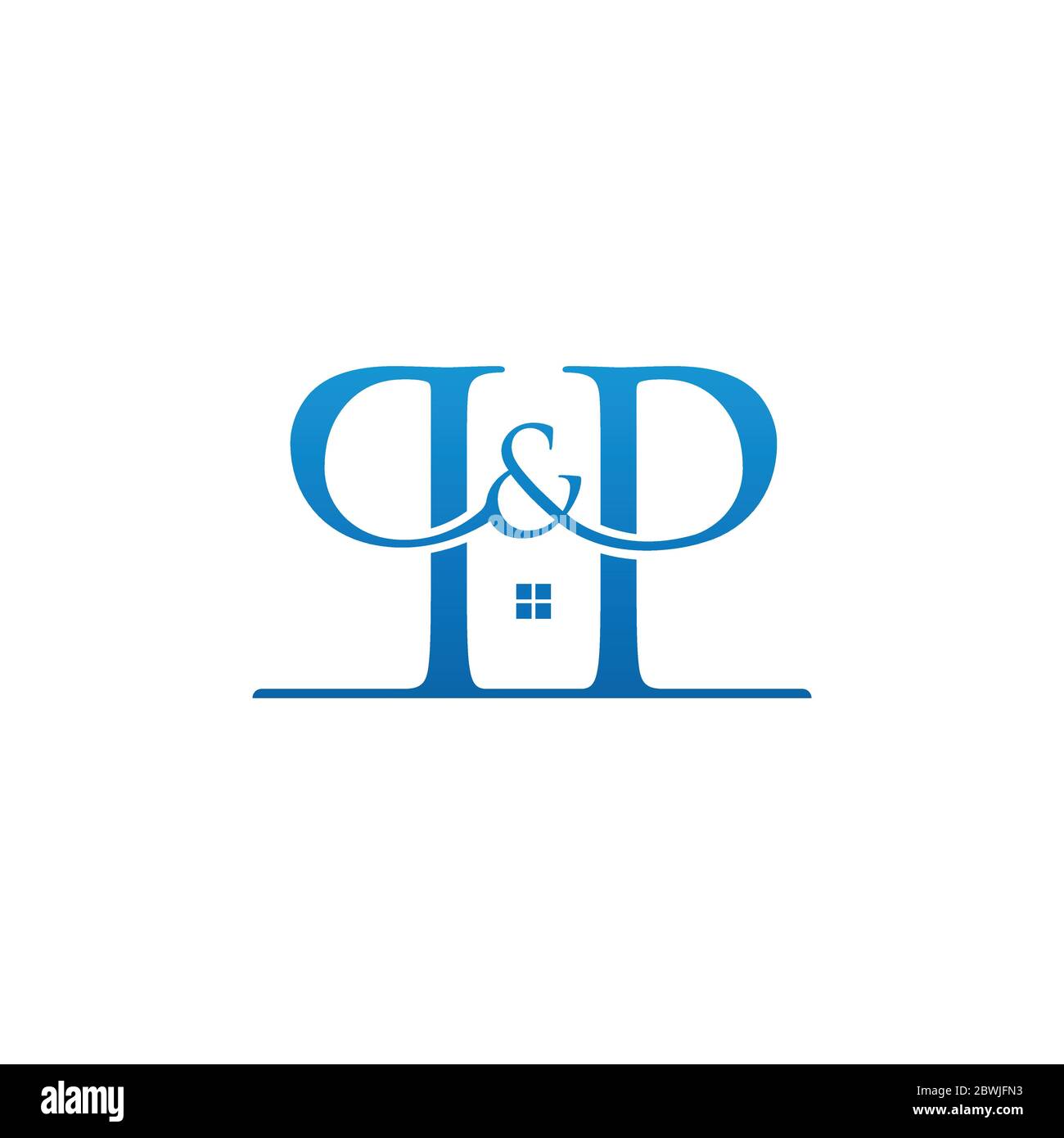 Letter P&P realty house property typography logo vector design isolated ...