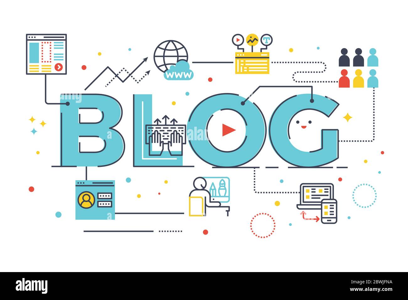 Blog word lettering for business concept. Design in modern style with ...