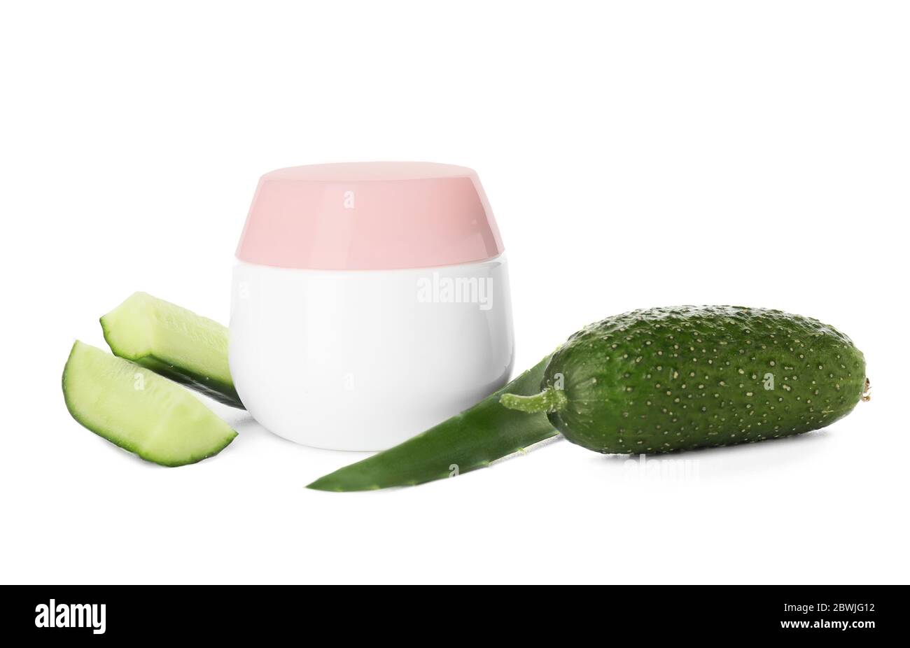 Cream with natural extract on white background Stock Photo - Alamy