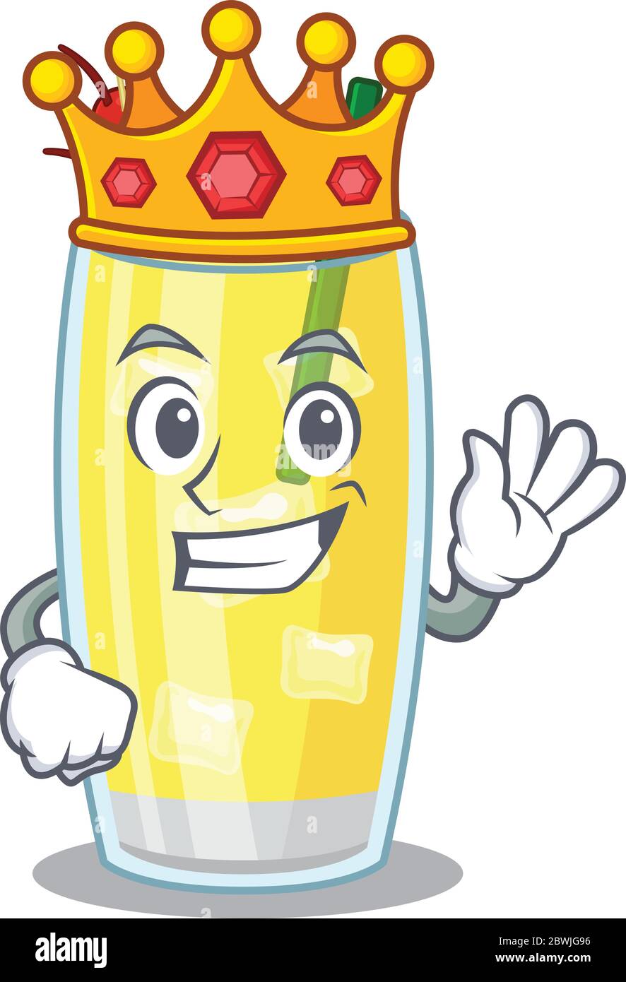 A Wise King of pina colada cocktail mascot design style with gold crown ...