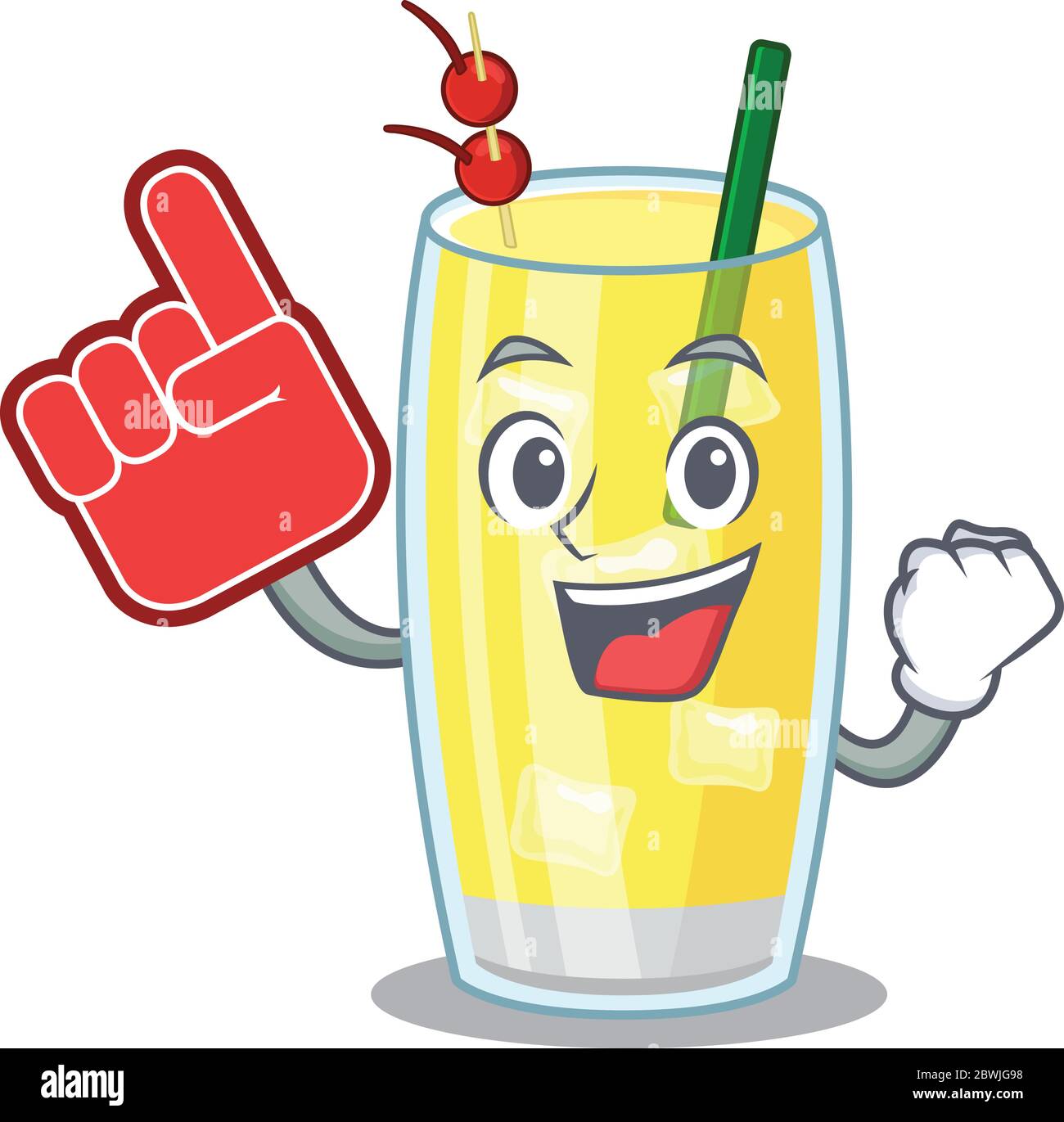 Pina colada cocktail in cartoon drawing character design with Foam ...