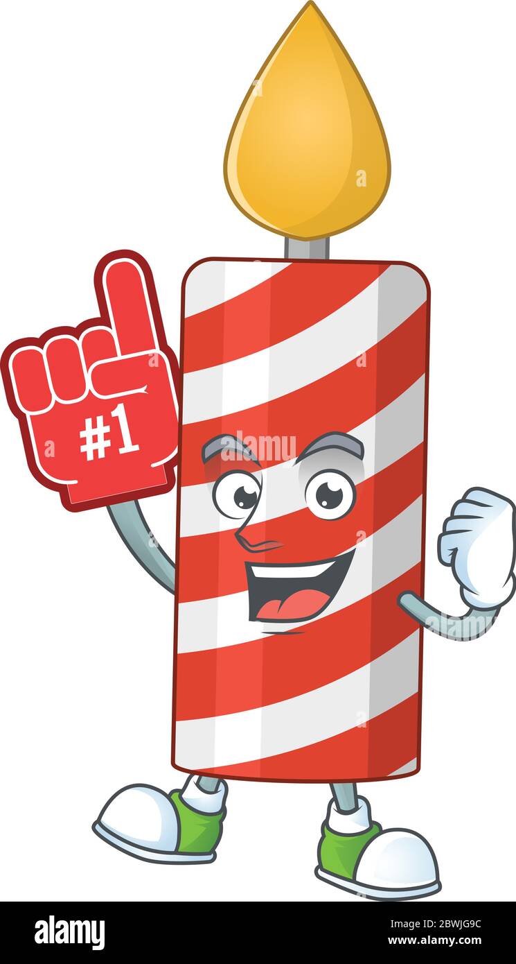 Candle Cartoon character design style with a red foam finger Stock ...