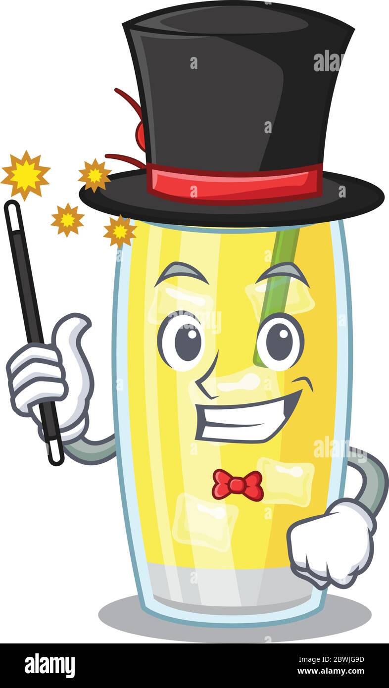 A gorgeous smart Magician of pina colada cocktail cartoon design style ...