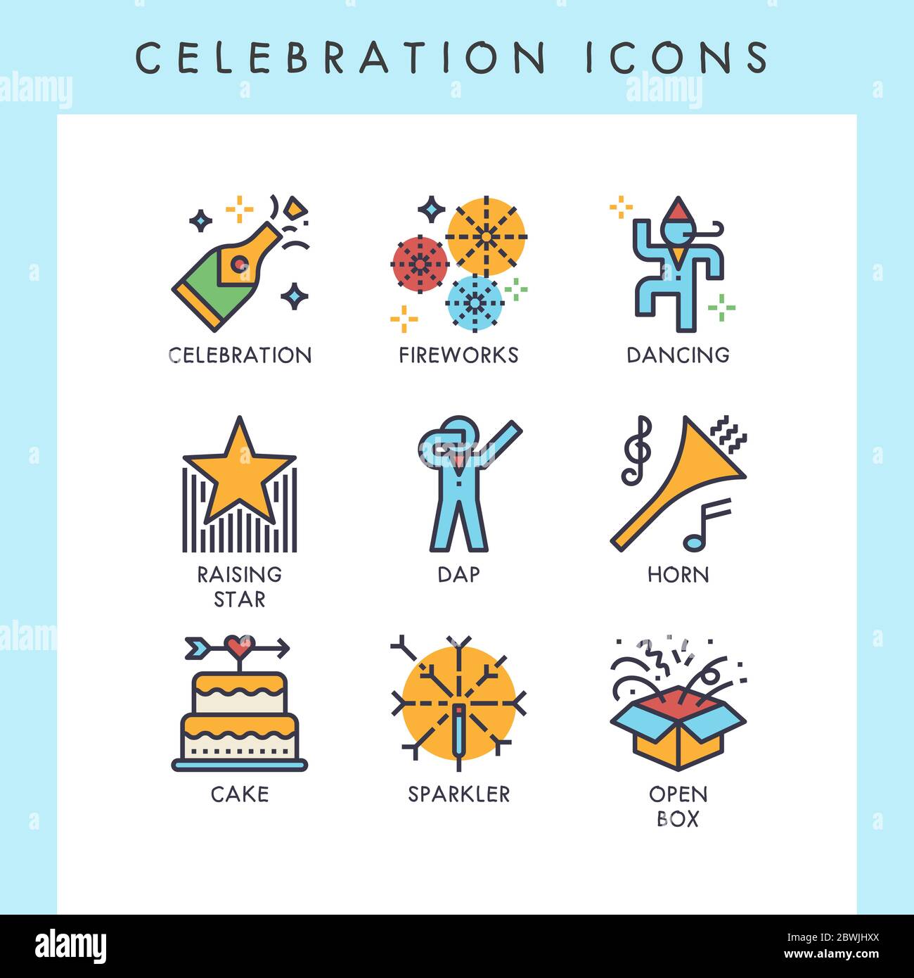 Celebration icons for web, app, website, user interface, card, etc ...