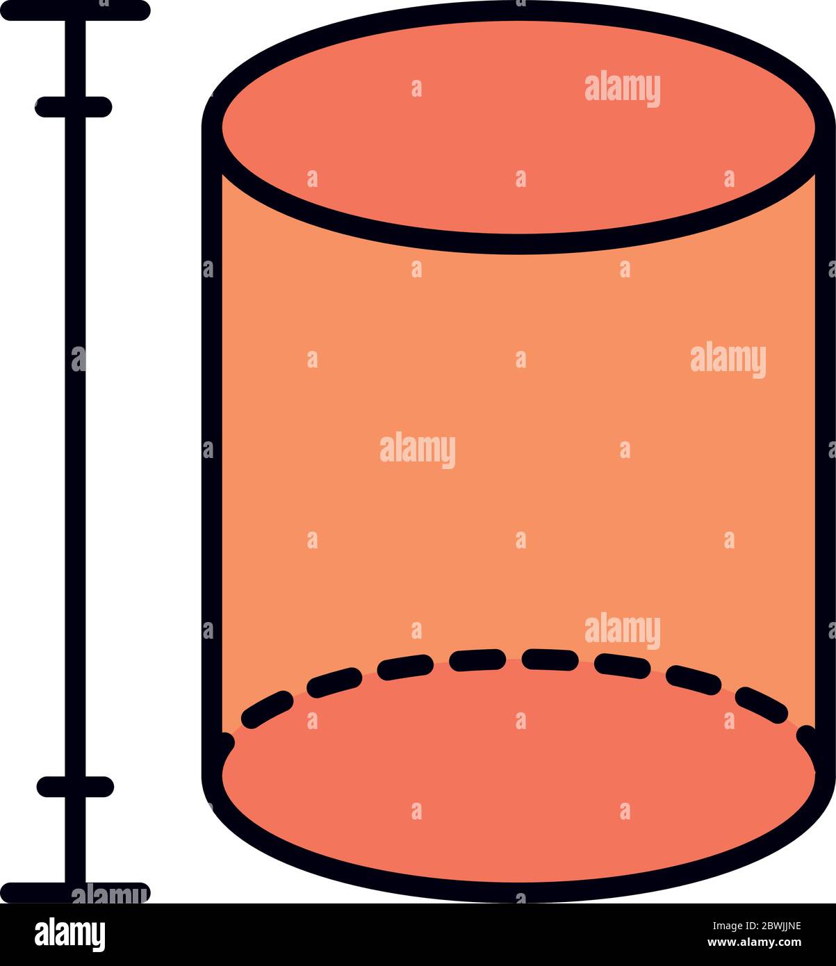 math education school science geometry cylinder figure line and fill ...