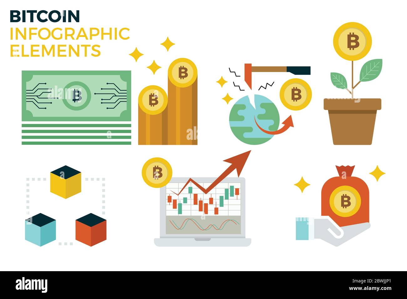 Bitcoin infographic concept elements with icon bitcoin, money, cash ...