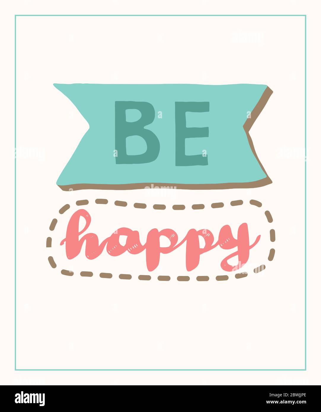 Be happy word lettering poster vector illustration Stock Vector Image ...