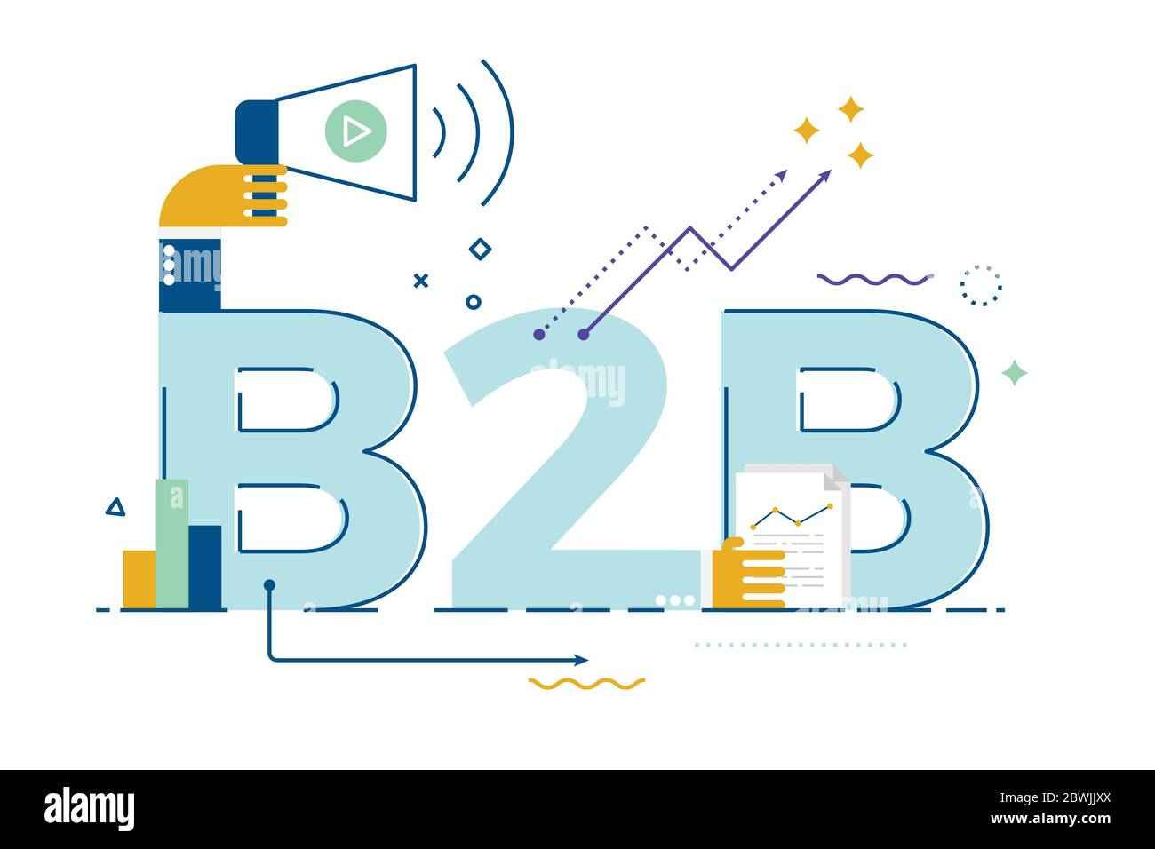 B2B : Business to business lettering illustration. Design in modern ...