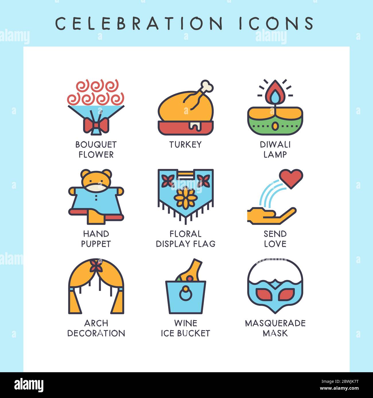 Celebration icons for web, app, website, user interface, card, etc ...