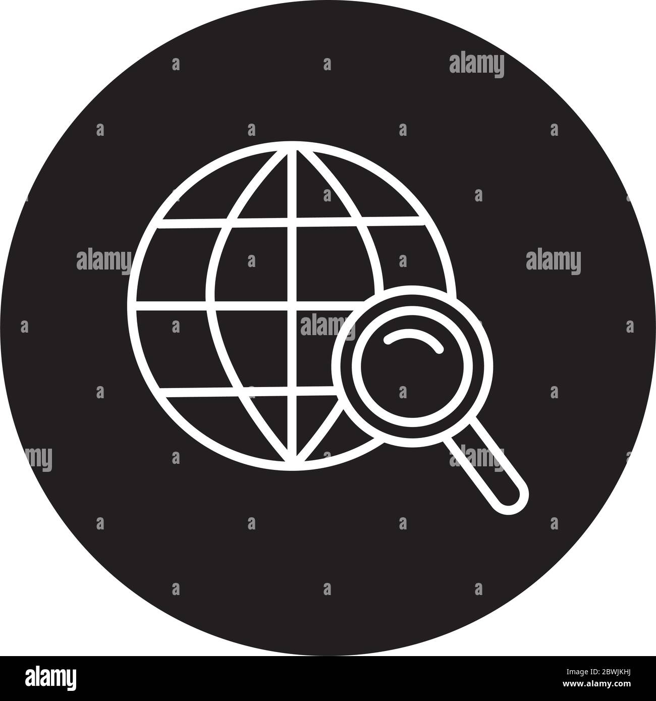 magnifying glass with sphere browser line style Stock Vector Image ...