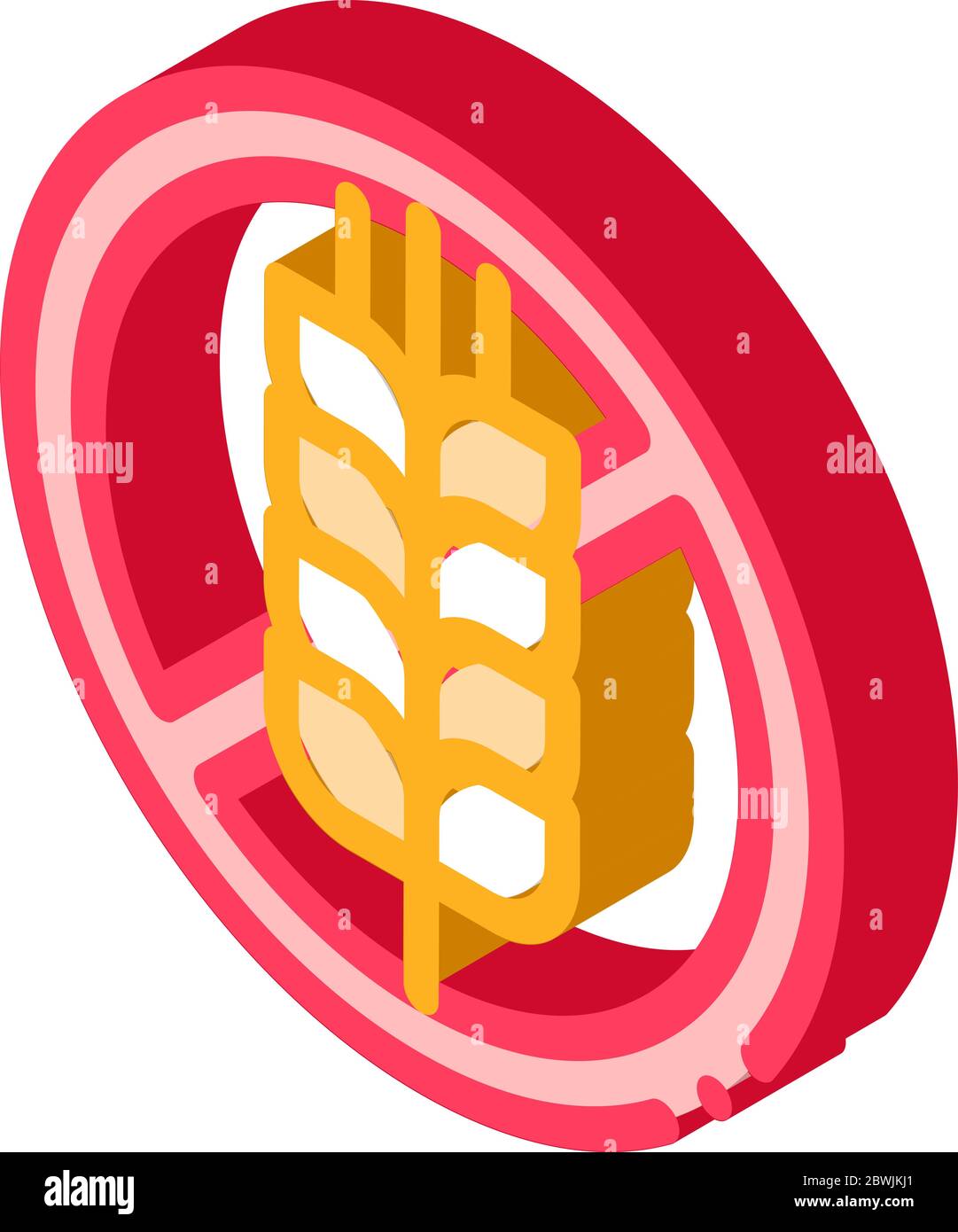 Allergen Free Sign Wheat isometric icon vector illustration Stock ...