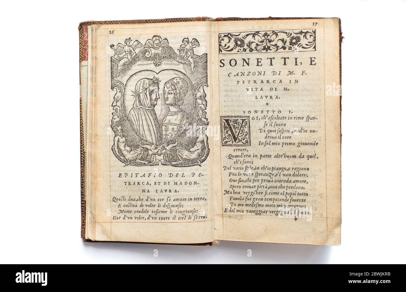 Portrait of Petrarch and Laura with an epitaph on engraving from the ...