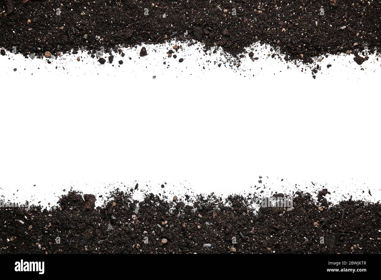 Scattered soil on white background Stock Photo - Alamy