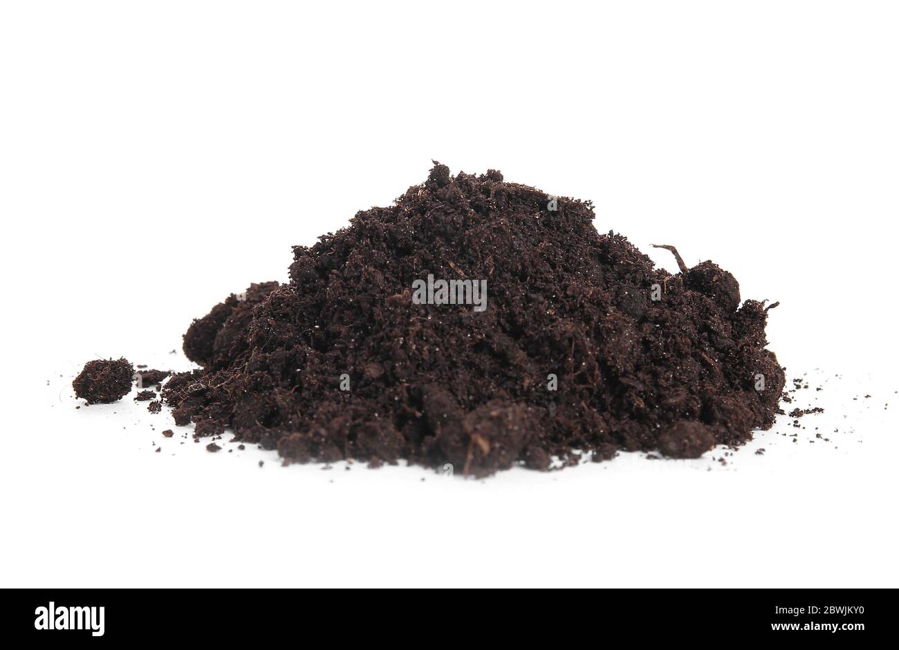 Heap of soil on white background Stock Photo - Alamy