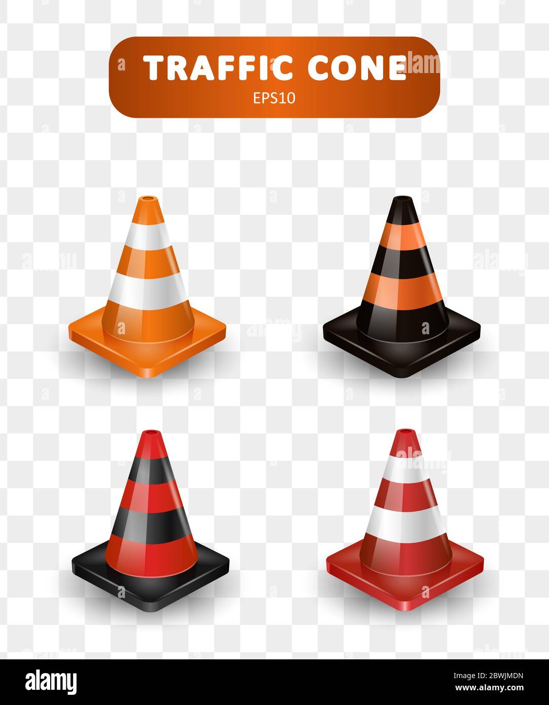 Traffic cones collection. Isometric set of icons for web design ...