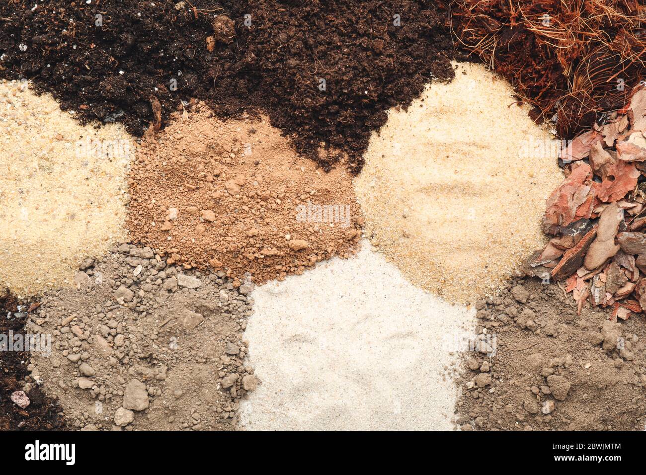 Different types of soil as background Stock Photo - Alamy
