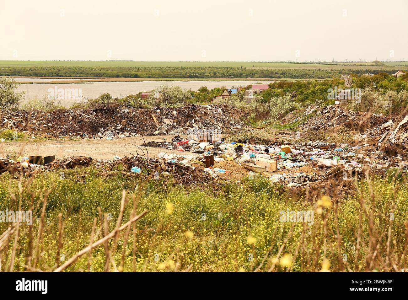 View of landfill outdoors. Concept of soil pollution Stock Photo - Alamy