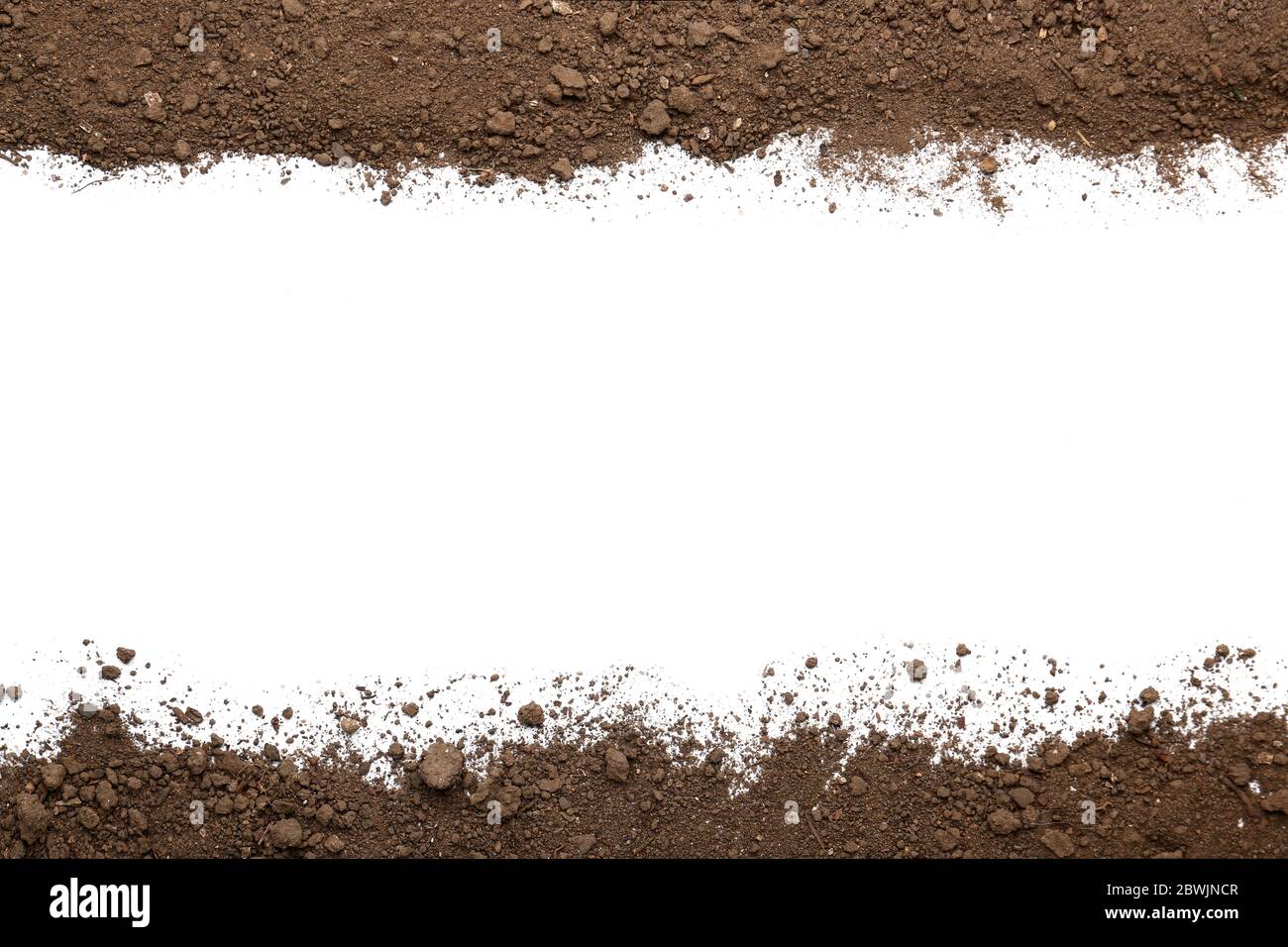 Scattered soil on white background Stock Photo - Alamy
