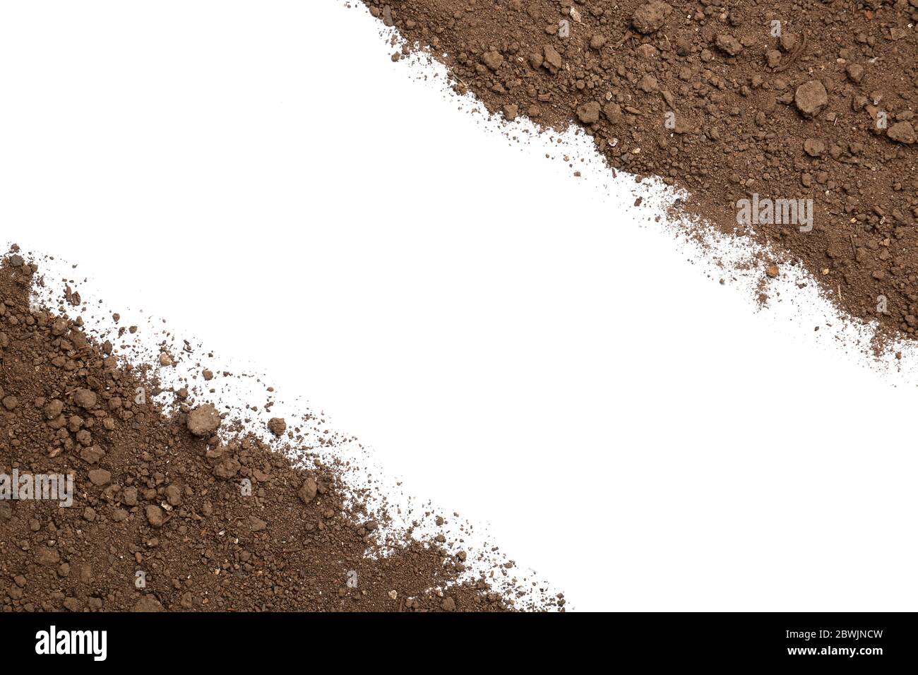 Scattered soil on white background Stock Photo - Alamy