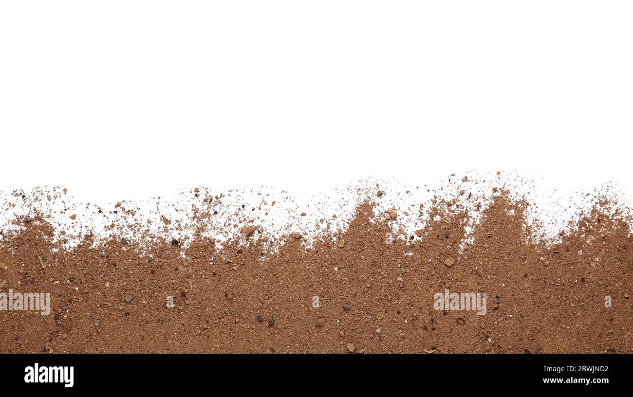 Scattered soil on white background Stock Photo - Alamy