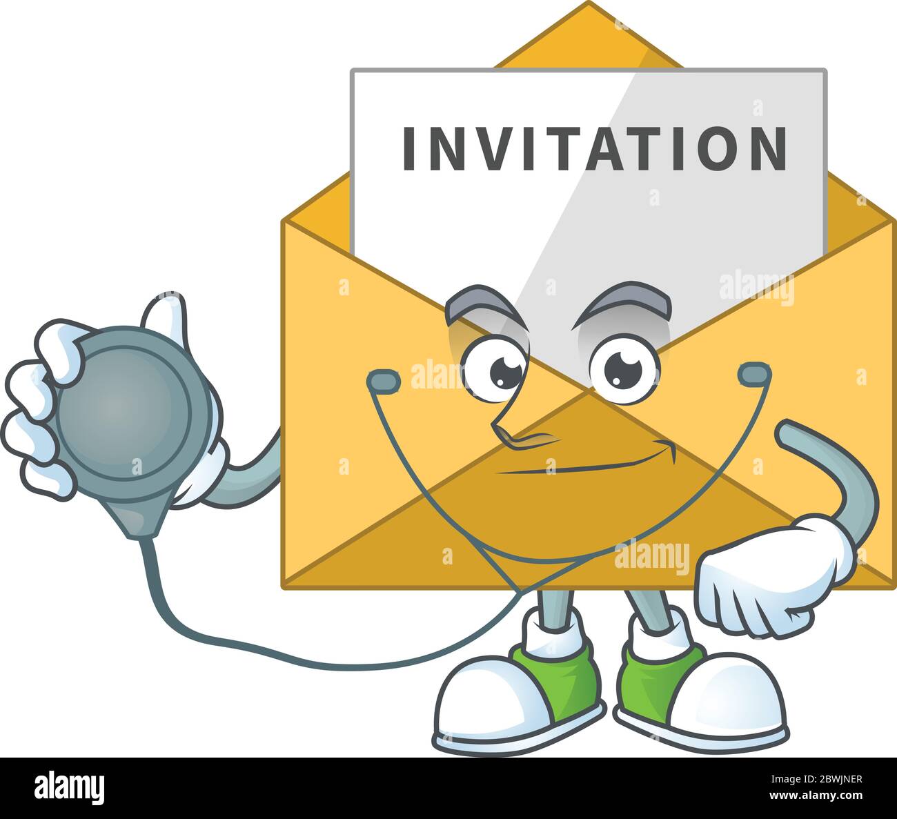 Cartoon character of invitation message dedicated Doctor Work with ...