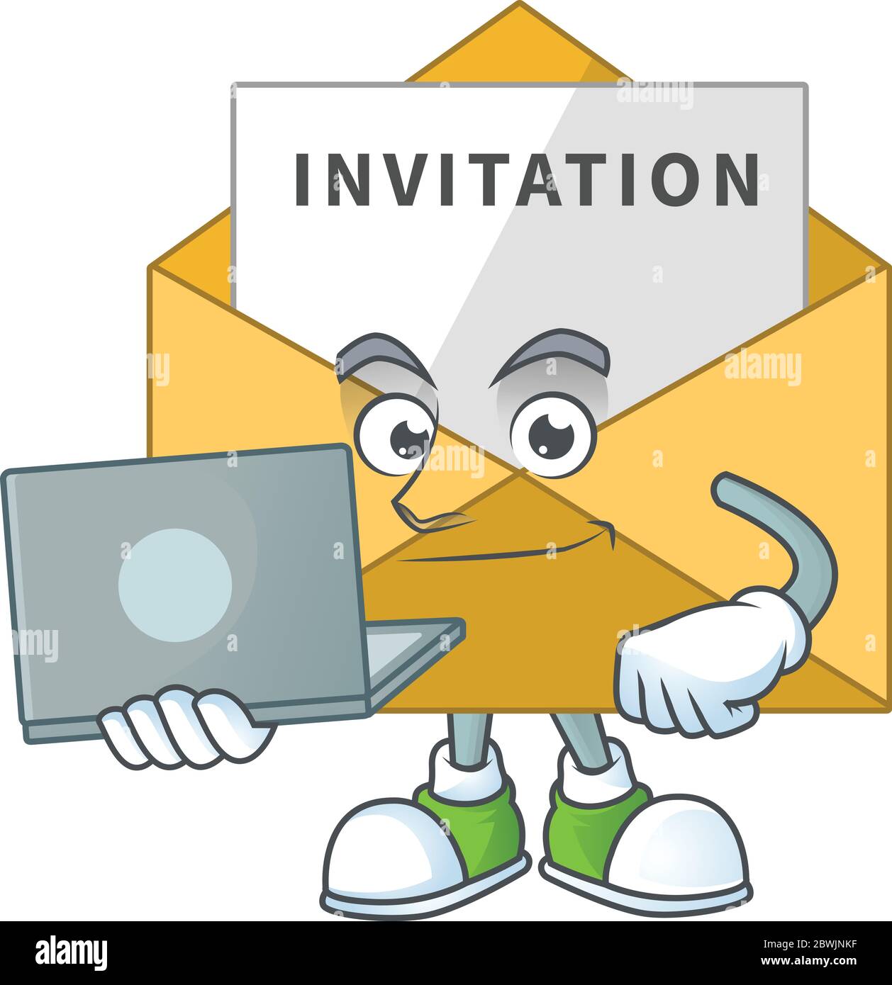 Diligent invitation message cartoon drawing concept working from home ...