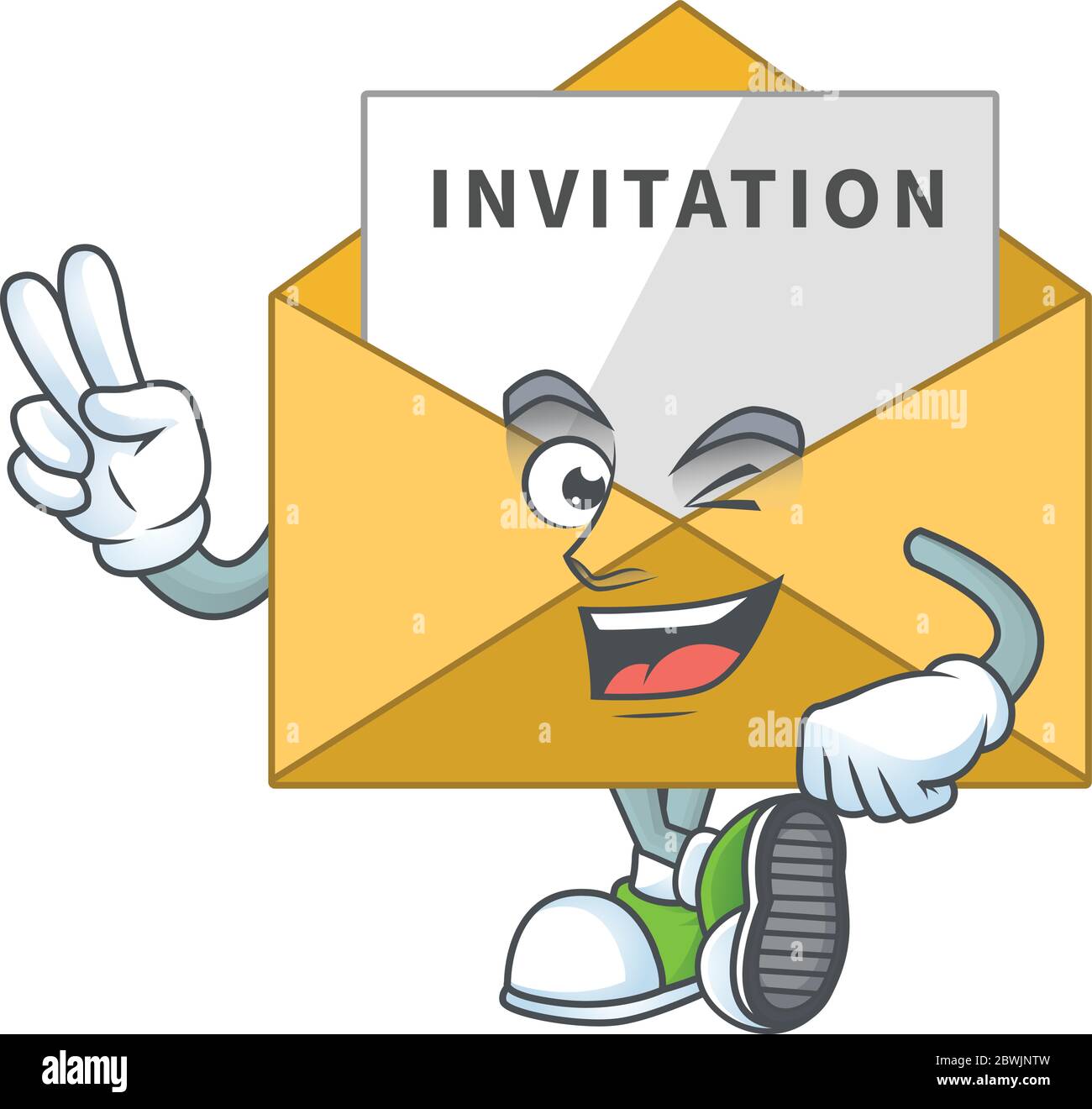 smiling invitation message cartoon mascot style with two fingers Stock ...