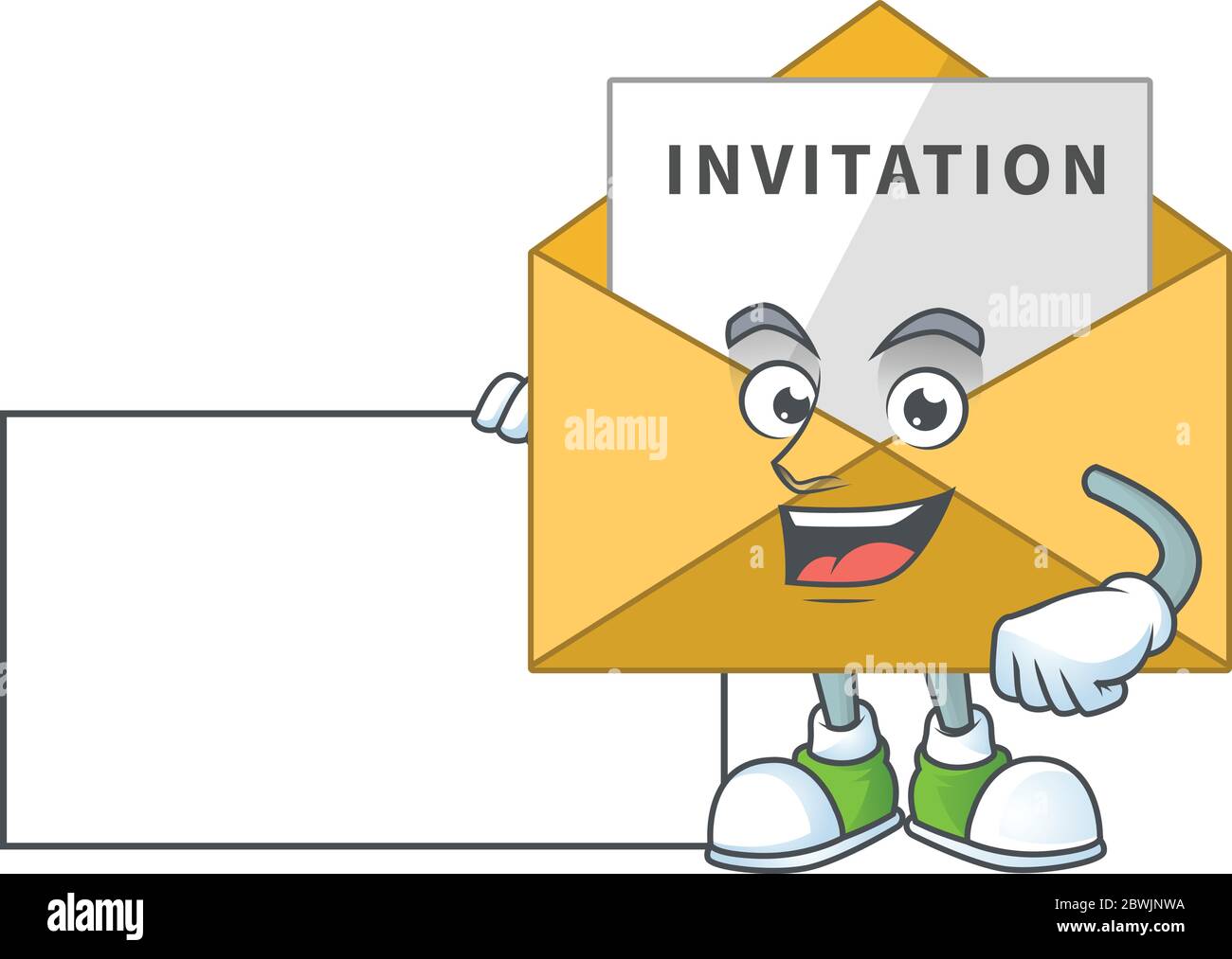 Invitation message cartoon drawing Thumbs up holding a white board ...