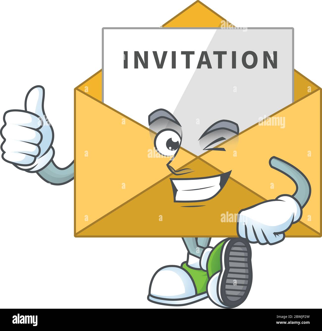 Caricature picture of invitation message with Thumbs up finger Stock ...