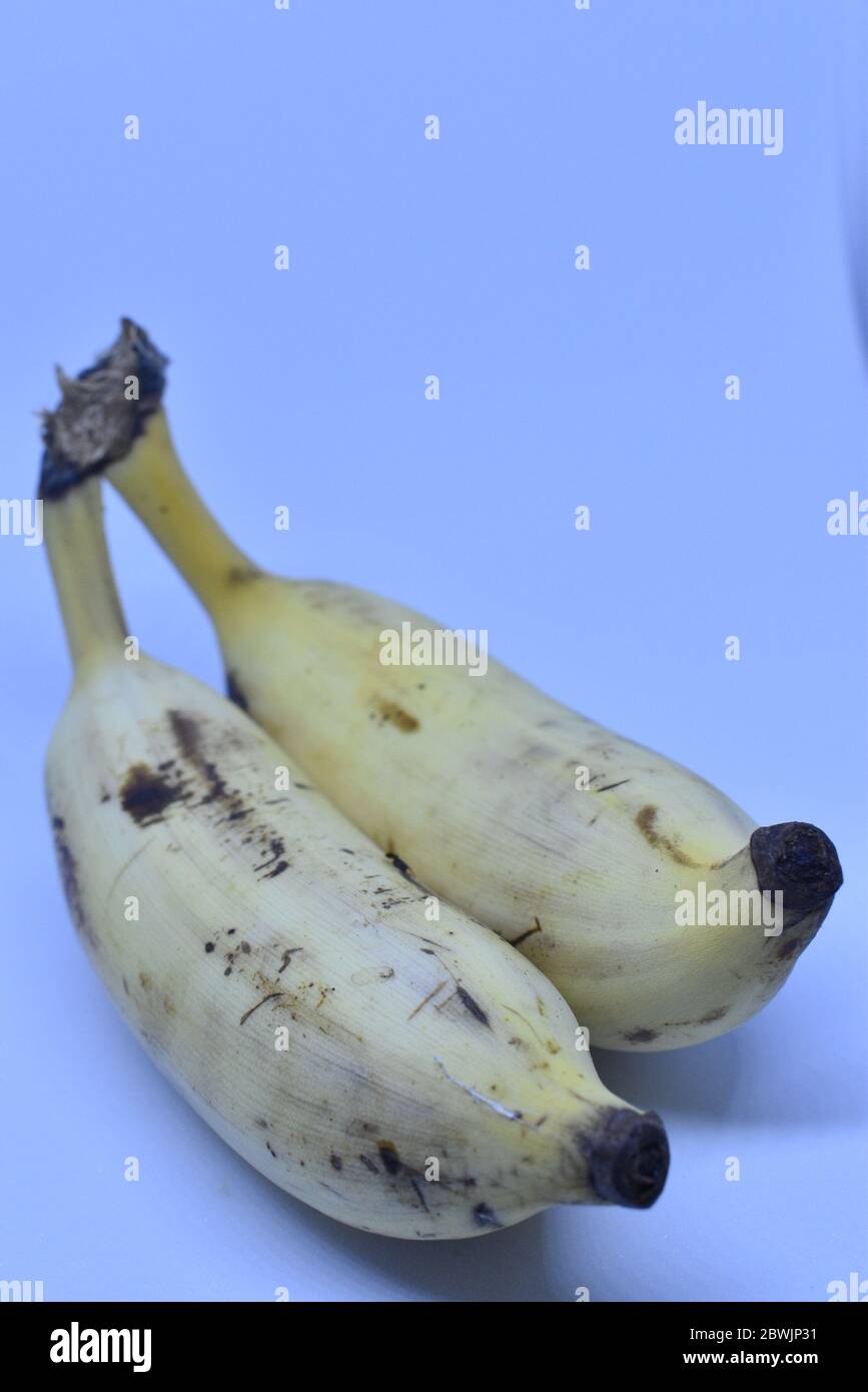 Cheru pazham or Njalipoovan (a variety of small banana fruit) against a ...