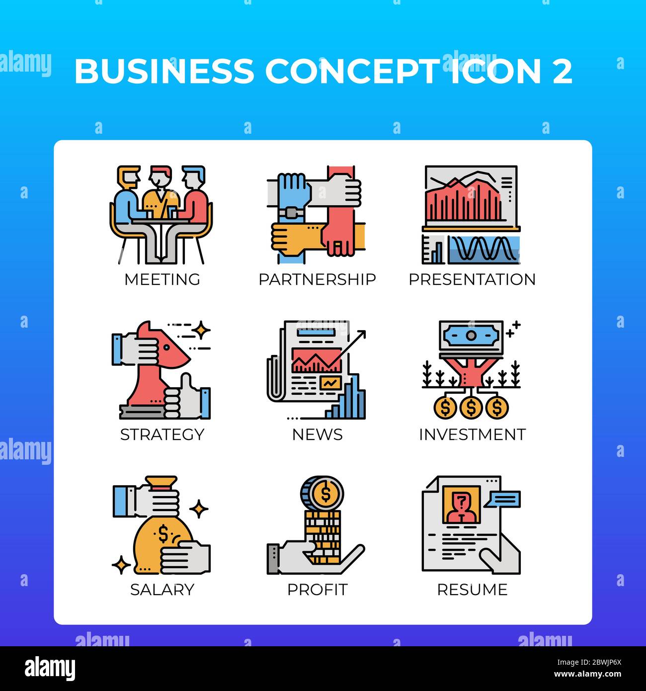 Business concept icons set in modern line icon style for ui, ux, web ...