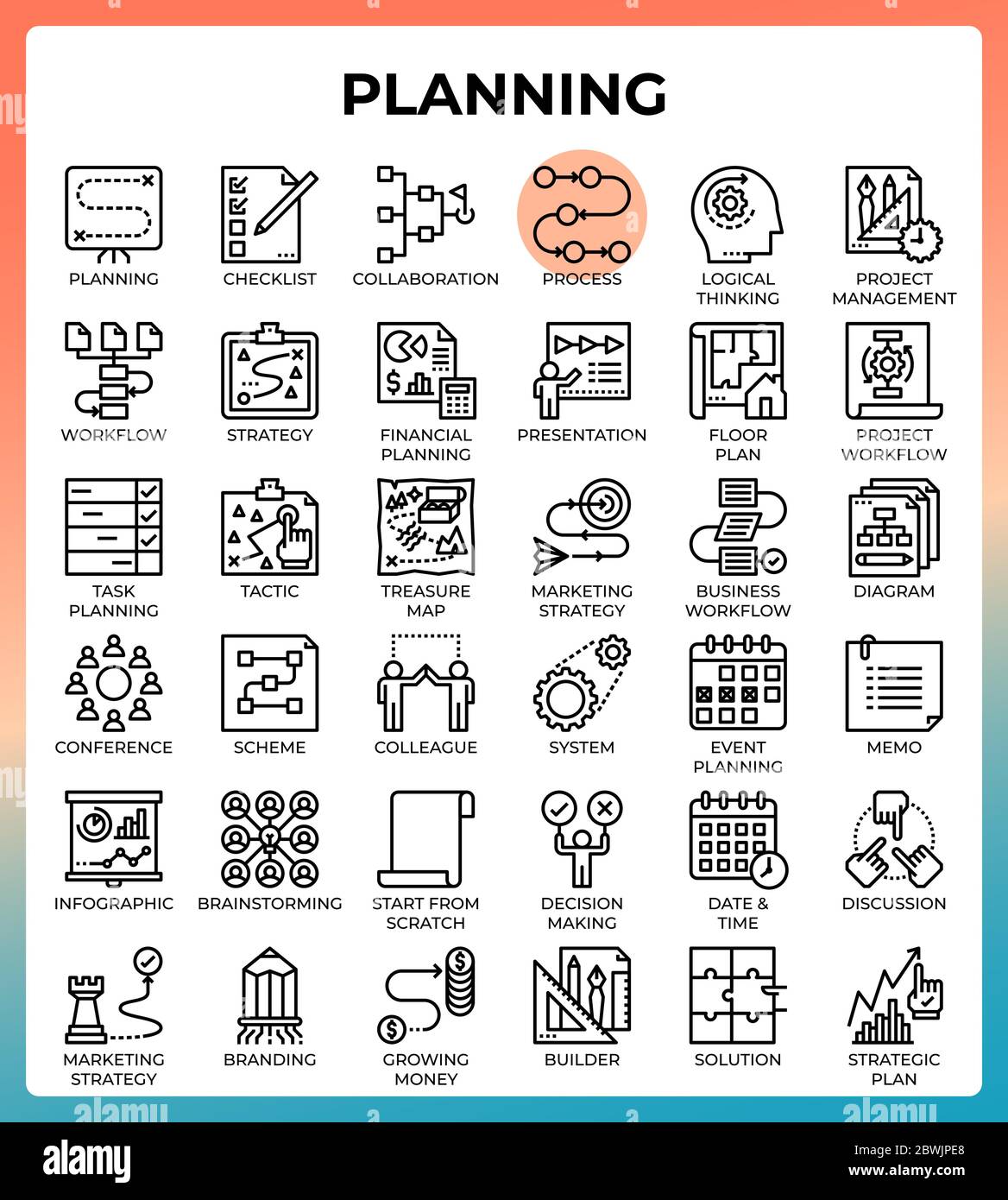 Planning concept icon set in modern line icon style for ui, ux, web ...
