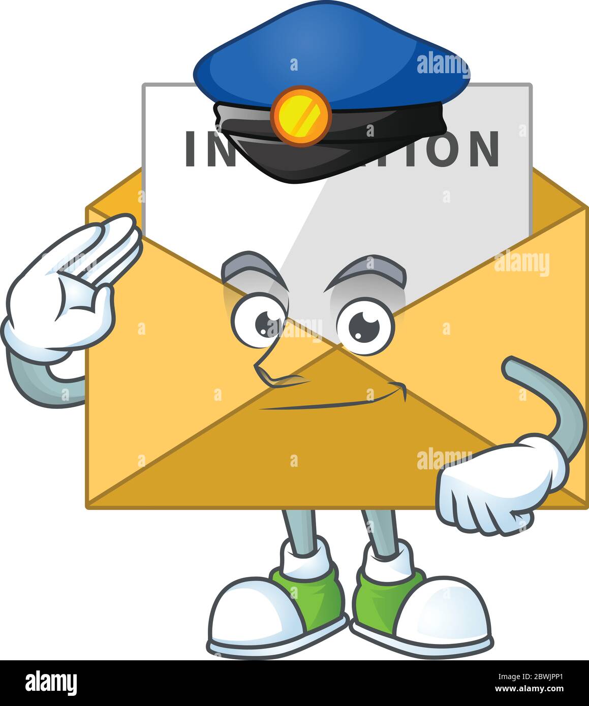 A dedicated Police officer of invitation message cartoon drawing ...
