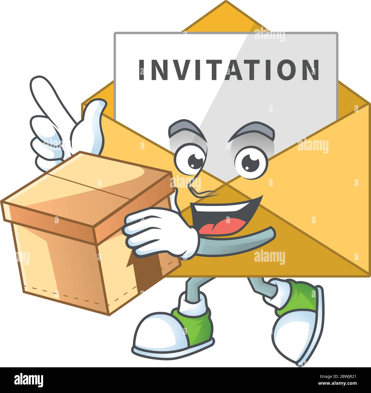 cartoon design style of invitation message having gift box Stock Vector ...