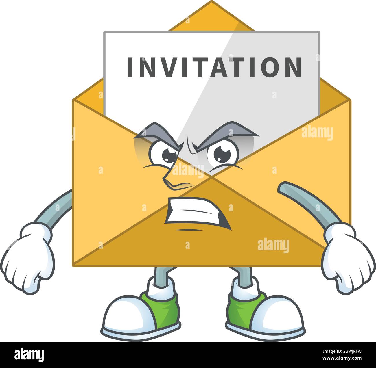 cartoon drawing of invitation message showing angry face Stock Vector ...