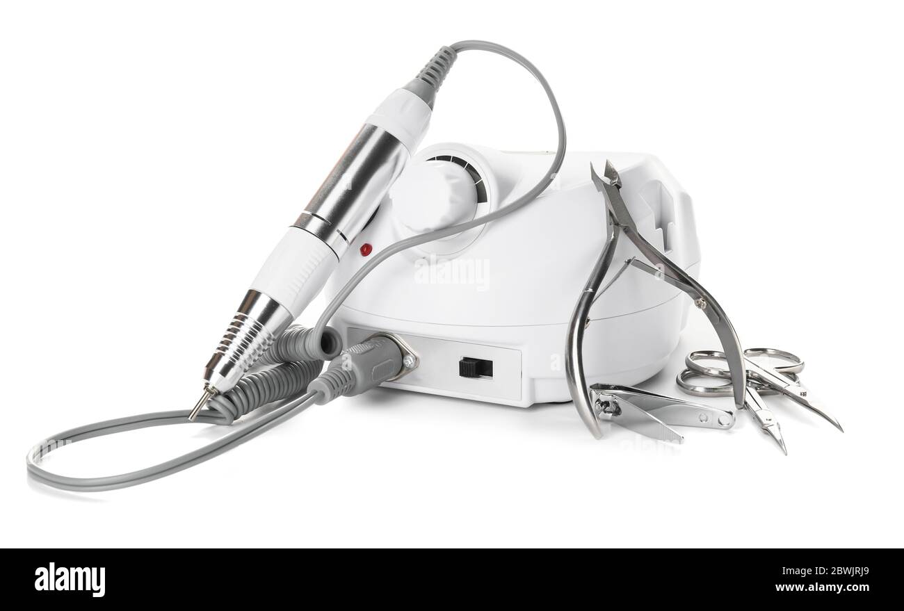 Modern milling cutter for manicure on white background Stock Photo - Alamy