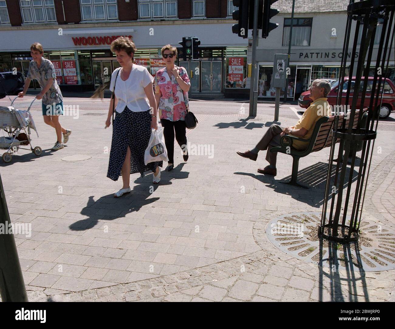 1995, people shopping in Consett town centre, North East England Stock ...