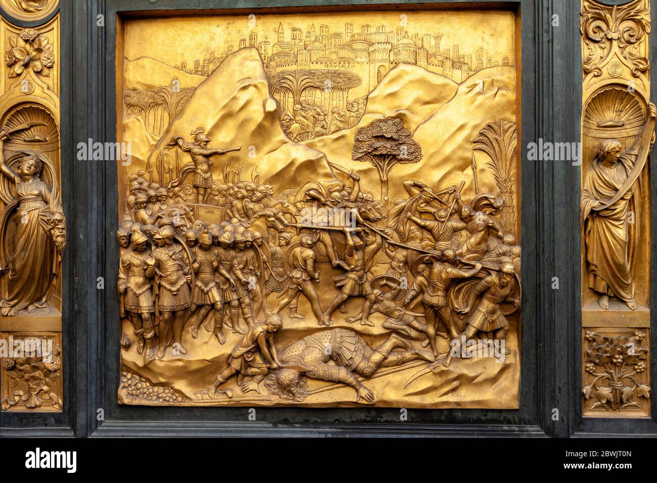 Florence, Italy - Baptistery , Panel of the Door of Paradise. David and ...